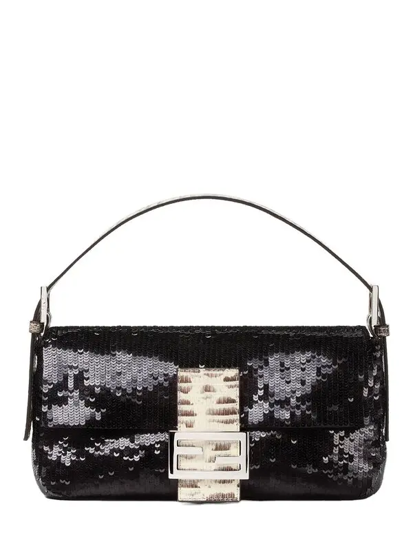 Fendi Baguette® 26424 Black Organza And Sequin Bag - [black]